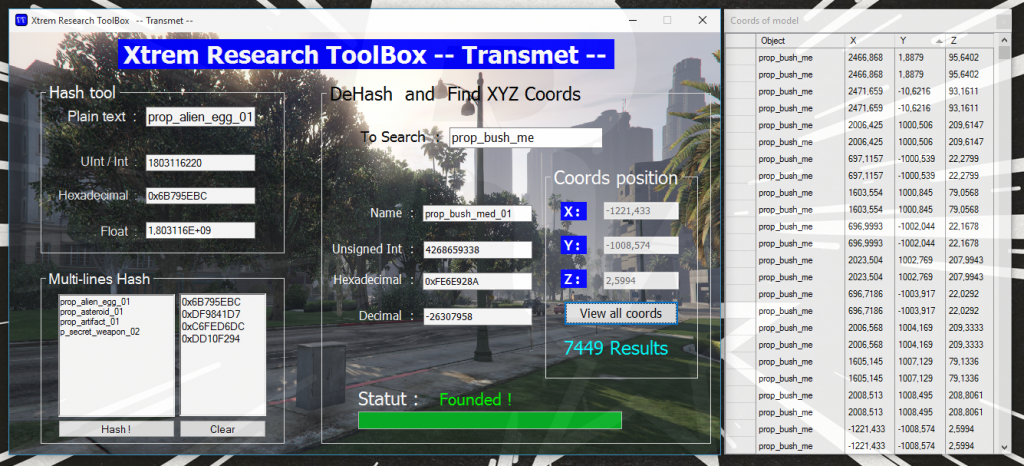 XtremToolBox -- Hash / DeHash / XYZ coords object 1.0 – GTA 5 mod