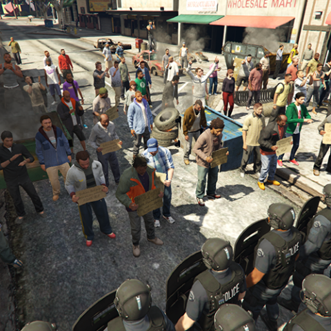 Protest in front of Police Station v1.1 – GTA 5 mod