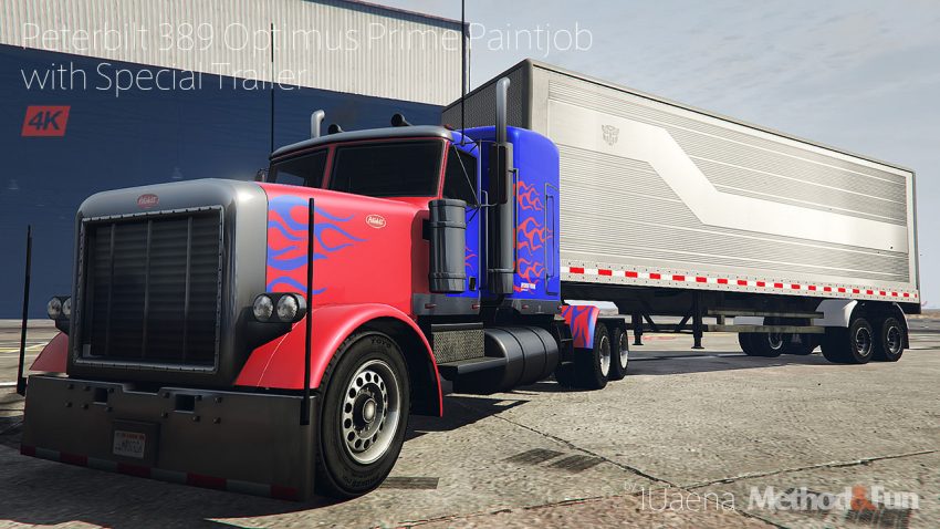 Peterbilt 389 Optimus Prime Paintjob with Trailer [4K] 1.1 – GTA 5 mod