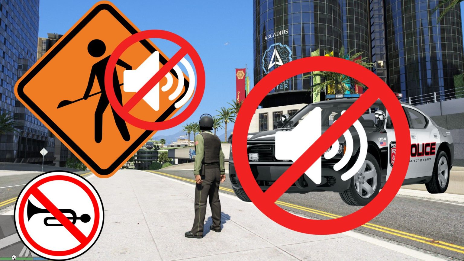 No background ambient music and City Sound V1.0 – GTA 5 mod