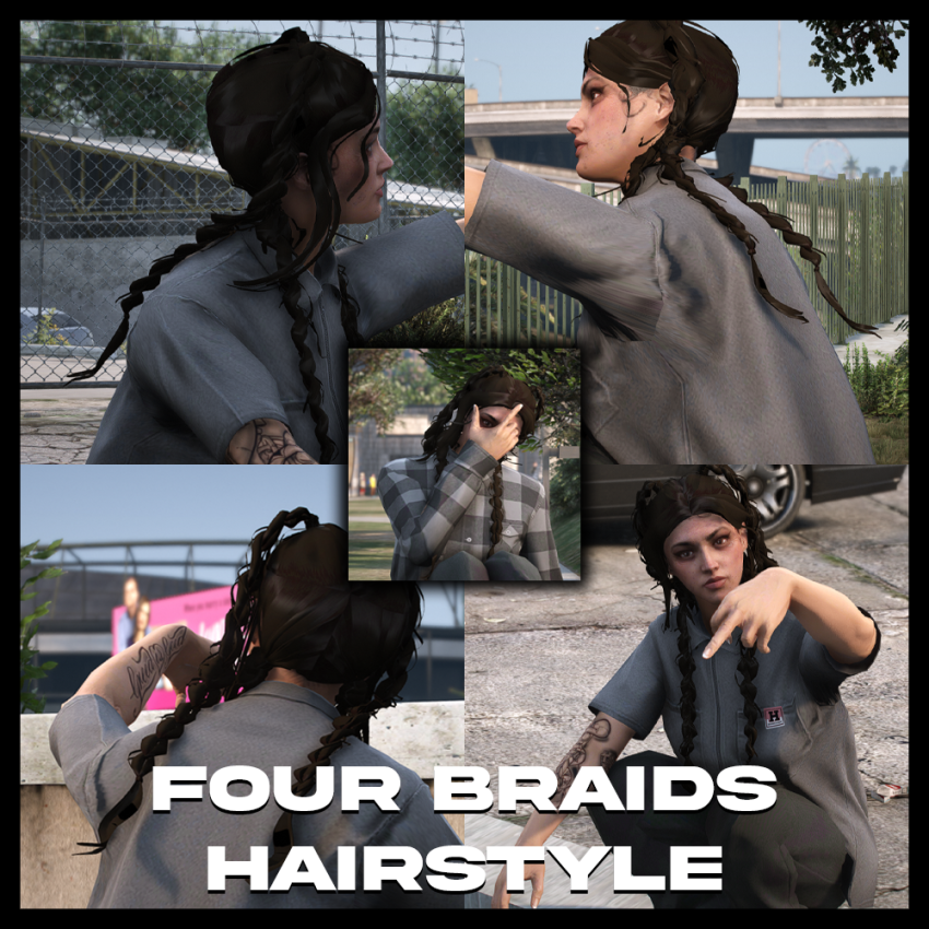 Four Braids Hairstyle for MP Female – GTA 5 mod
