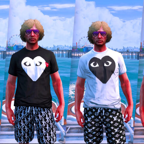 Designer Tee Pack For MP Male (FiveM Ready) 16 Textures V1.0 – GTA 5 mod